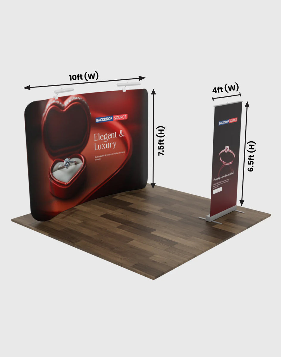 10x10 Booth Kit with Backwall & Rollup Banner | Canada – Backdropsource Canada