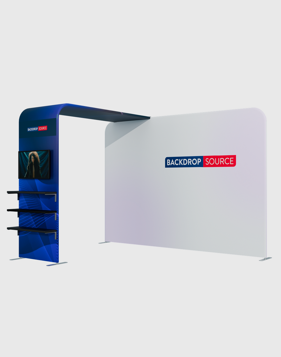 Portable L-Shaped Fabric Display with Shelf & TV Mount Canada | Trade ...