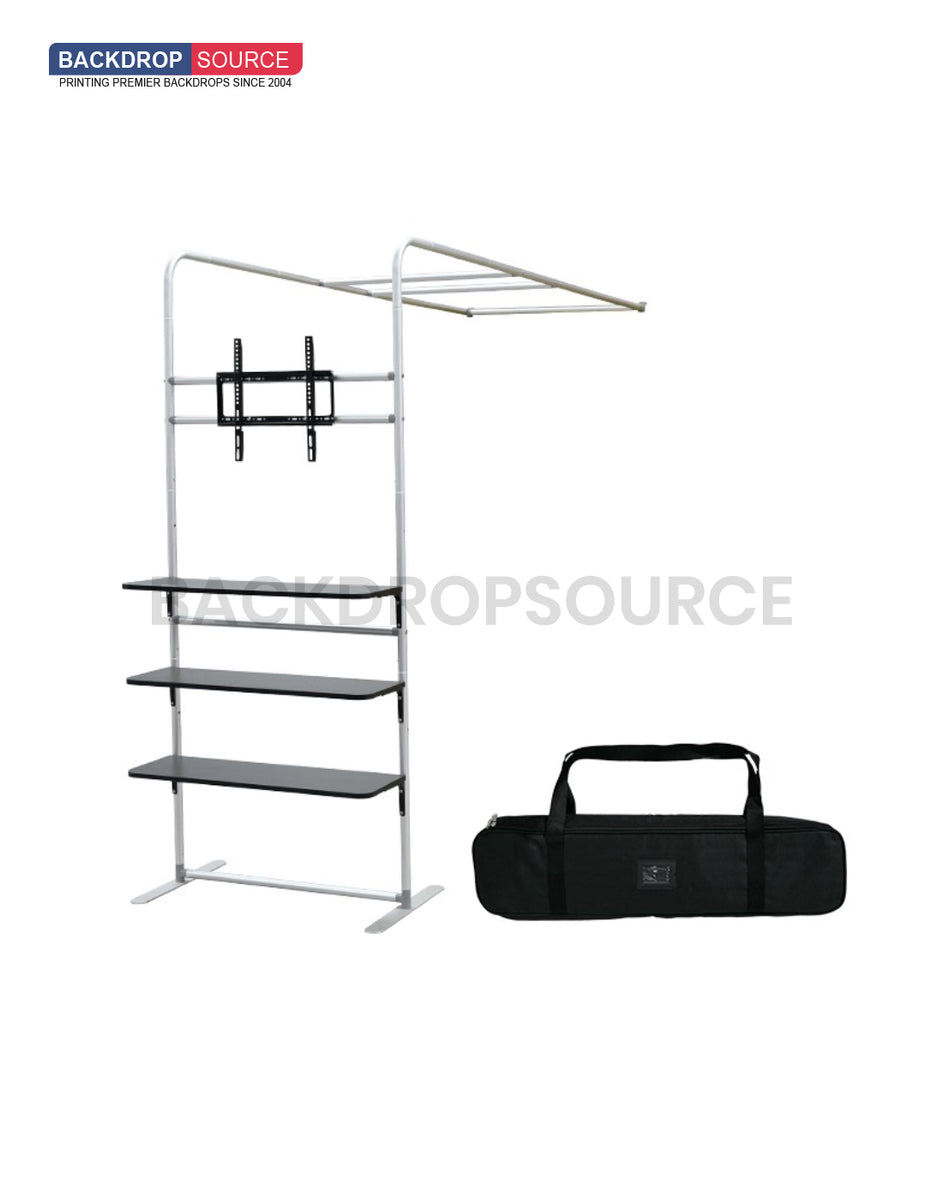 Portable L-Shaped Fabric Display with Shelf & TV Mount Canada | Trade ...