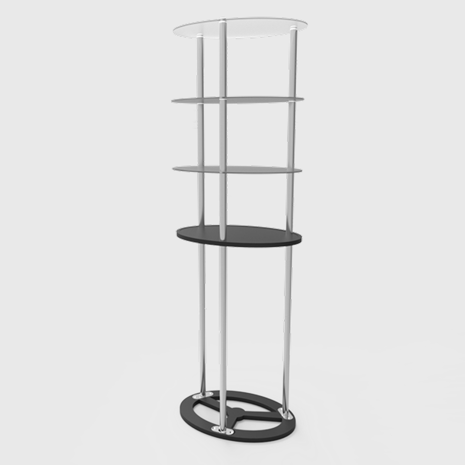 Oval Counter with Acrylic Triple Shelves | Trade Show Display Counters ...