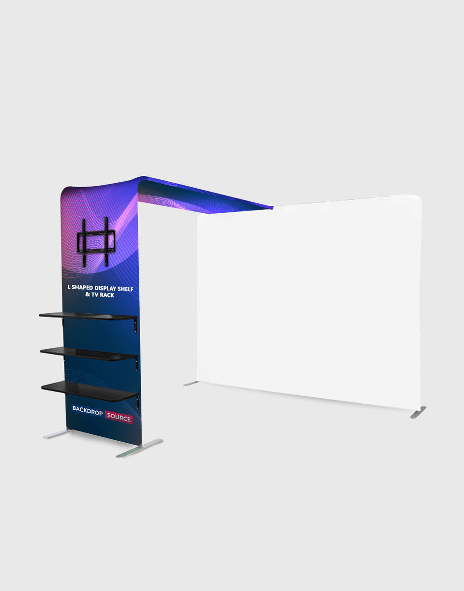 L-Shaped Display with Shelf & TV Rack – Backdropsource Canada