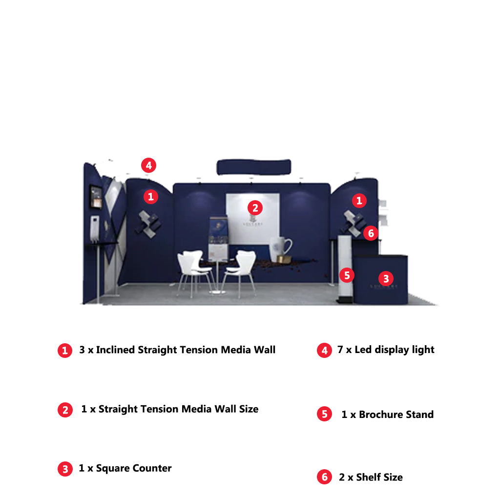 20ft Straight Backdrop with Shelf Exhibition Kit – Backdropsource Canada